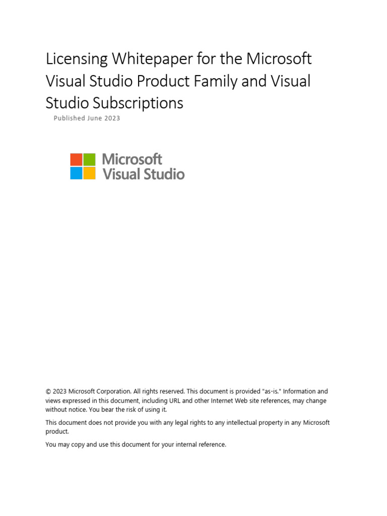 Visual Studio Licensing Whitepaper July2023 | PDF | Subscription ...