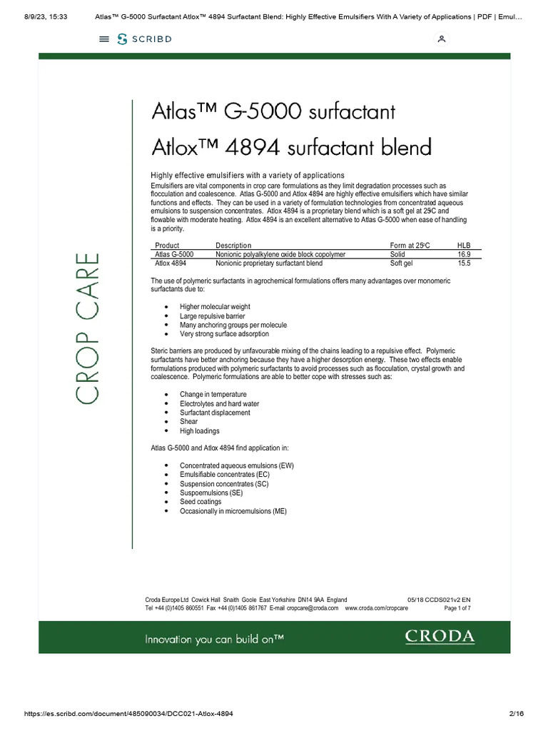 Atlas™ G-5000 Surfactant Atlox™ 4894 Surfactant Blend - Highly ...