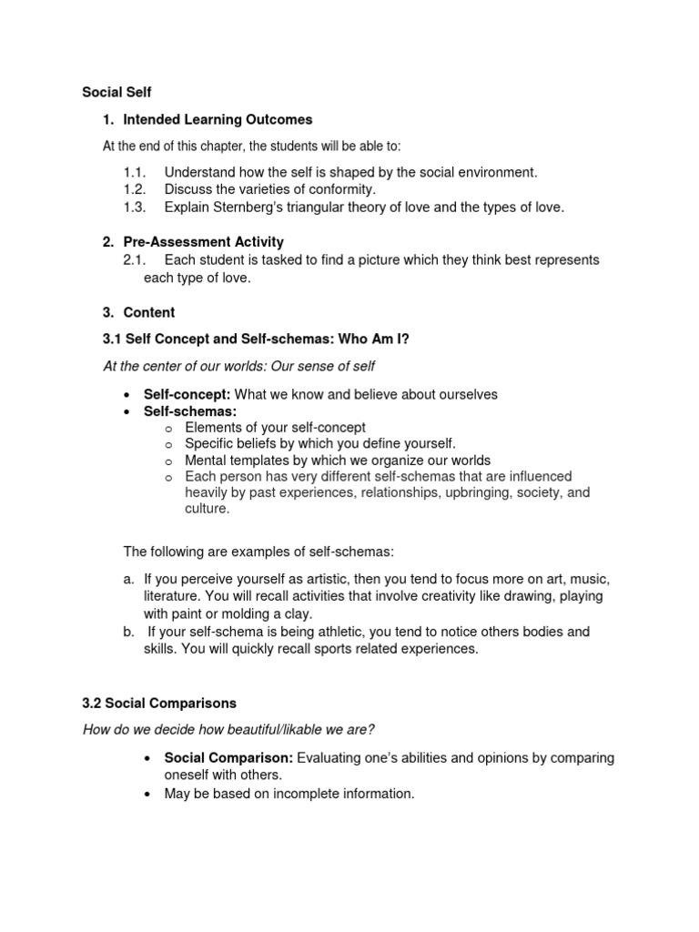 Chapter 9 Social Self Learning Guide | PDF | Love | Self Concept