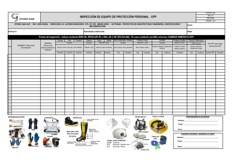 SG-SST-F-007 Inspección de EPP | PDF