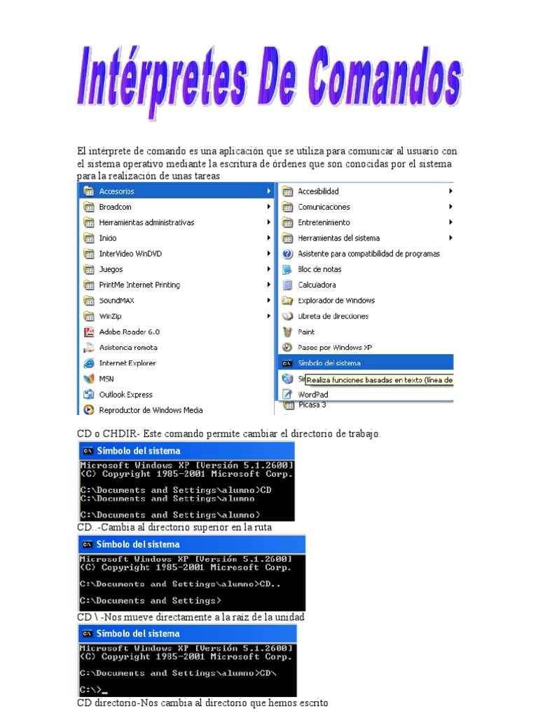El intérprete de comando es una aplicación que se utiliza para comunicar al usuario con el ...