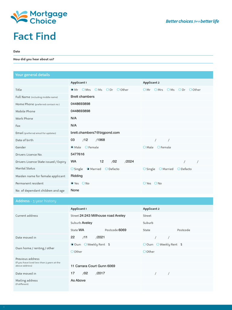 Fact Find - Editable | PDF | Debt | Loans