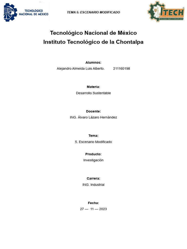 Tema 5 Escenario Modificado | PDF | Sustentabilidad | Desarrollo sostenible