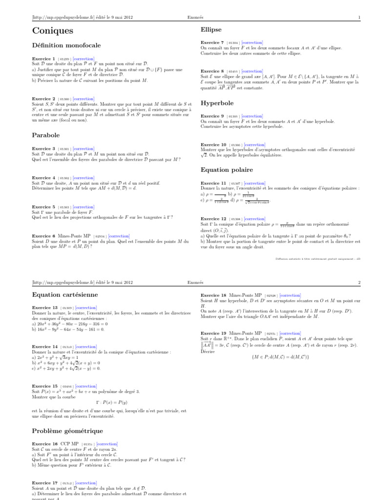Coniques | PDF | Ellipse | Géométrie