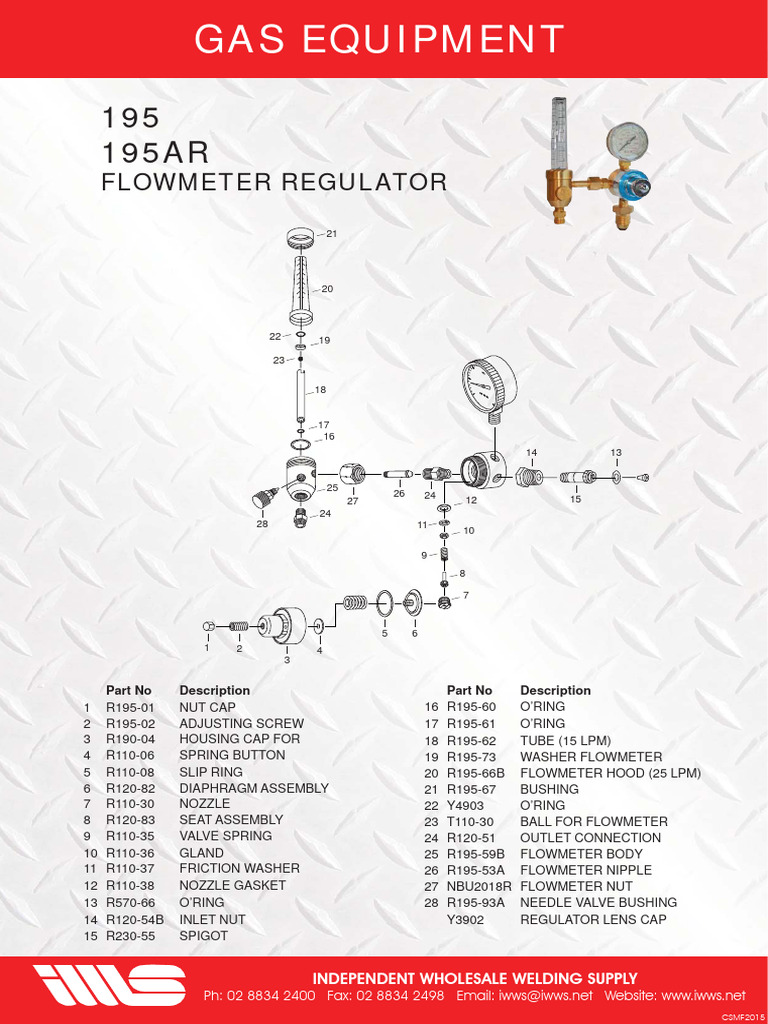 SAVR-195 Gas Regulator Parts List | PDF | Valve | Flow Measurement