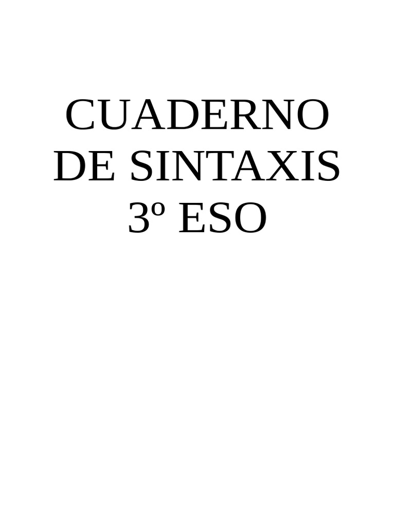 Cuaderno Sintaxis ESO 16-17 | PDF | Verbo | Predicado (Gramática)