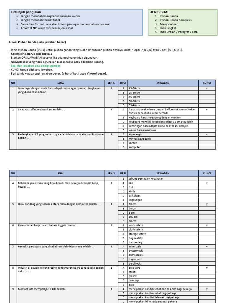 Template Soal Komputer Dan Jaringan Dasar KJD - 1 | PDF
