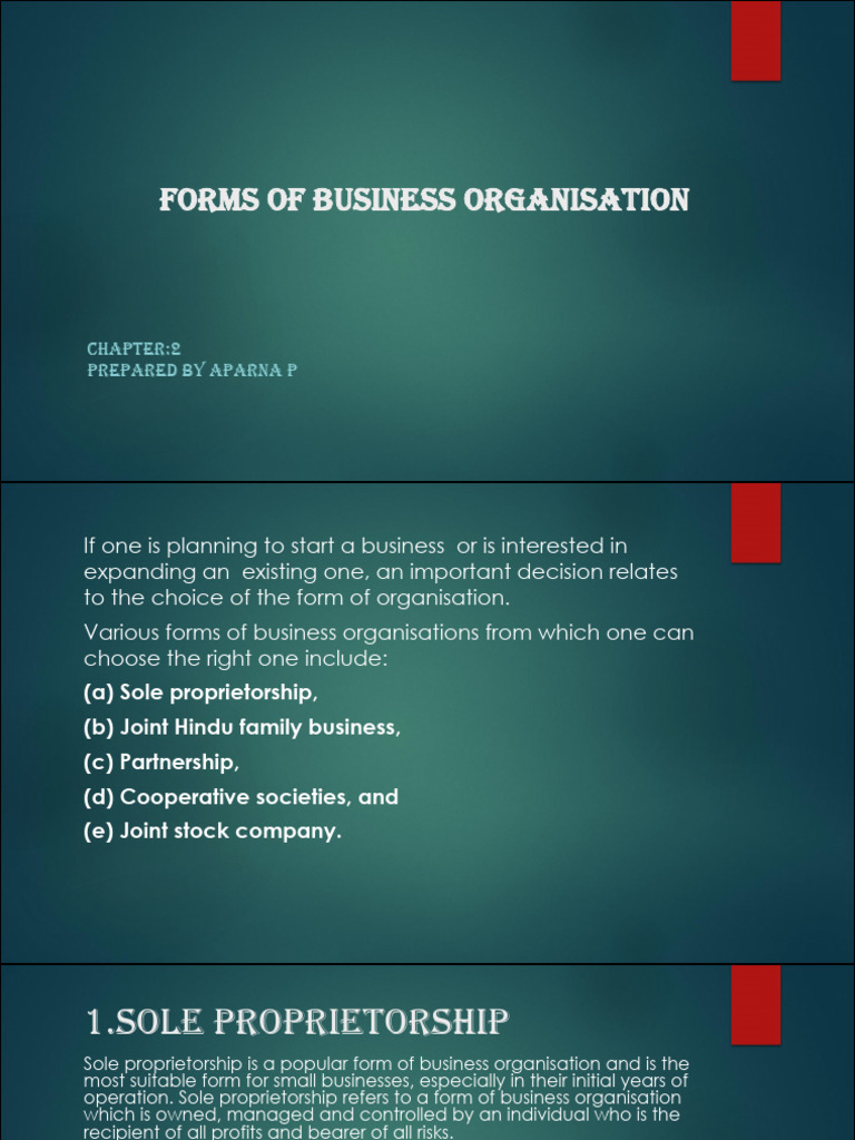 FORMS OF BUSINESS ORGANISATION - Notes | PDF | Cooperative | Sole ...