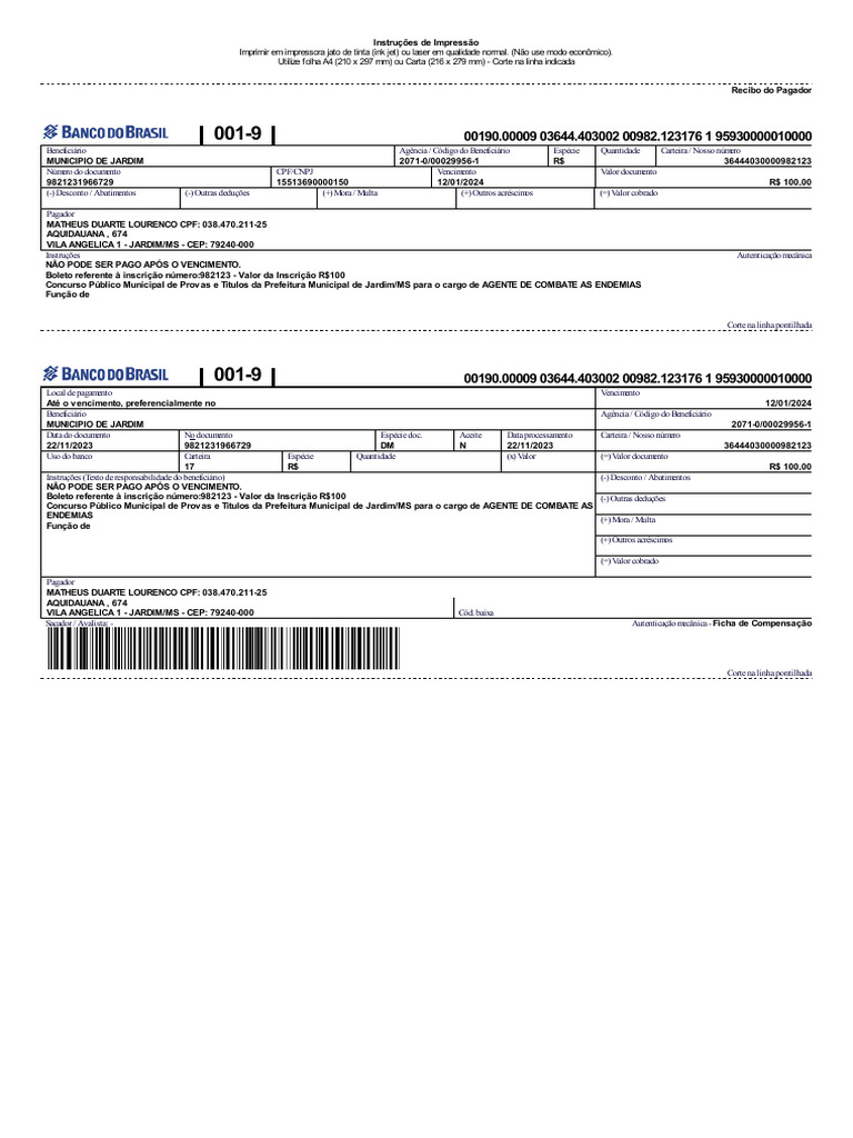 Boleto 2 | PDF | Pagamentos | Bancos