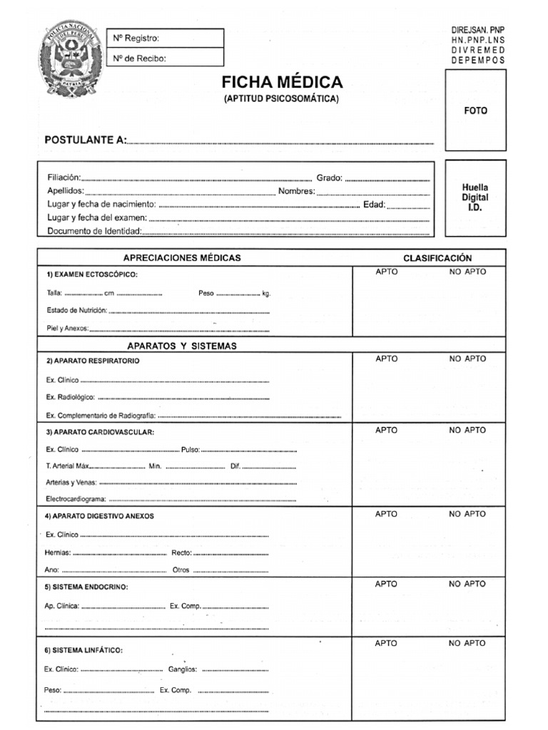 Formato 1 - Ficha Medica Formato Limpio | PDF