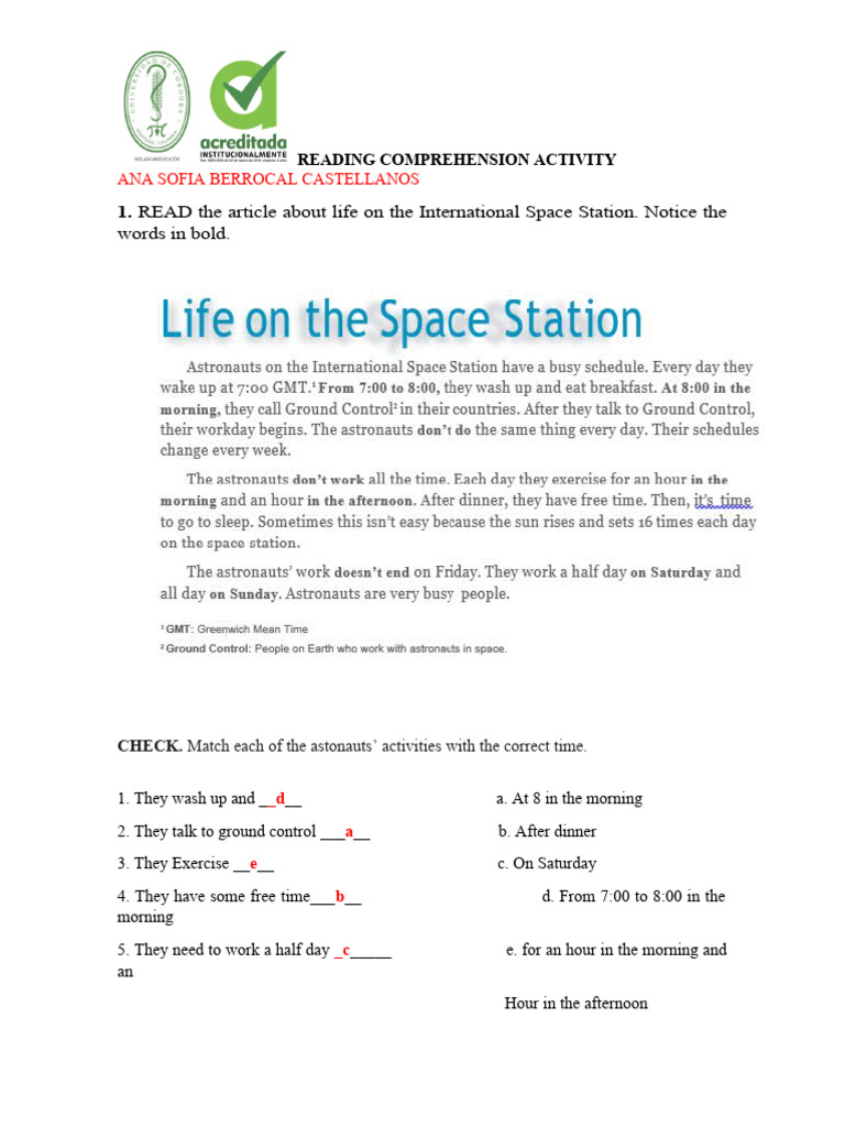 Astronauts Reading Act Simple | PDF