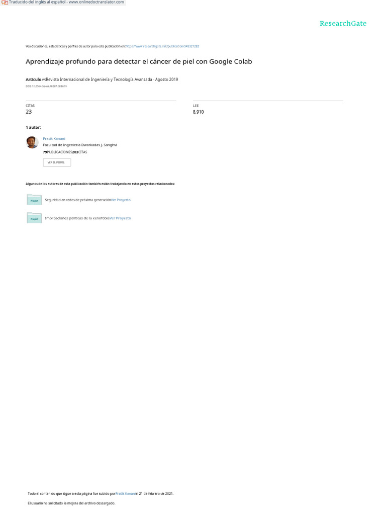 Deep Learning To Detect Skin Cancer Using Google Colab - En.es | PDF ...