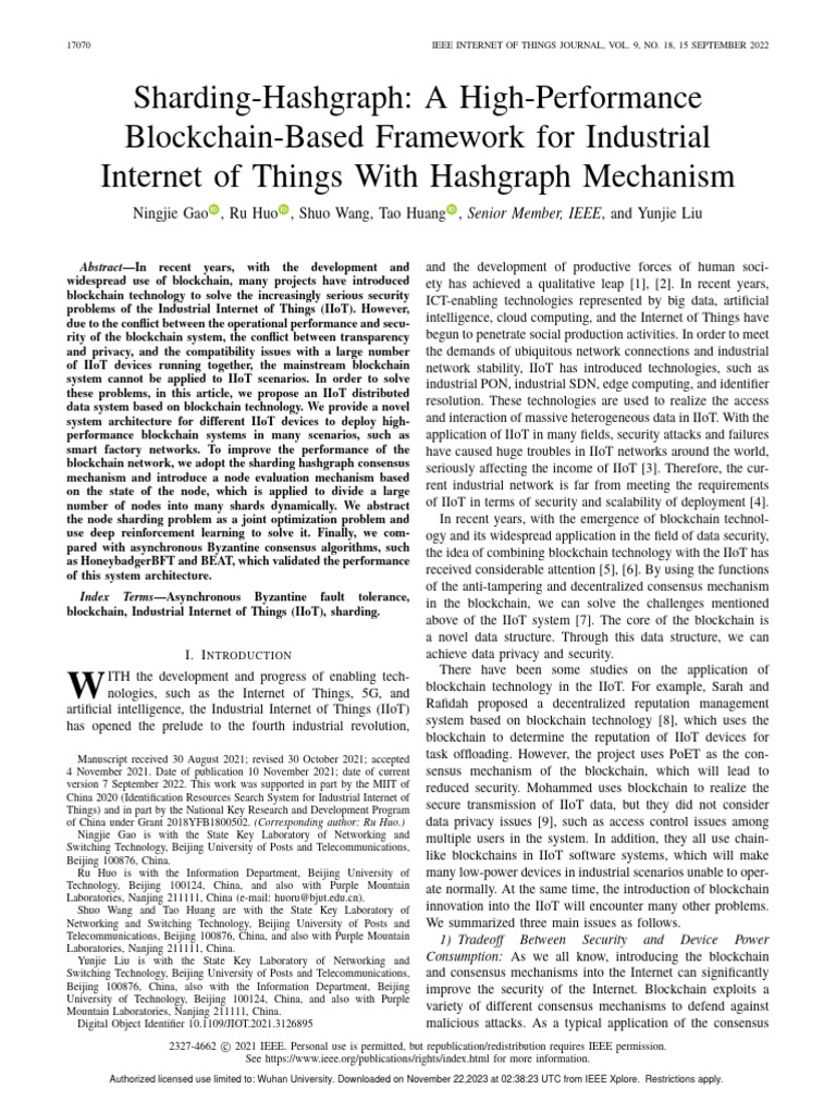 Sharding-Hashgraph A High-Performance Blockchain-Based Framework For ...