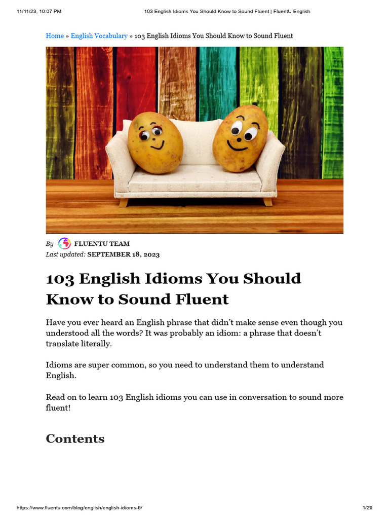 103 English Idioms You Should Know To Sound Fluent - FluentU English ...