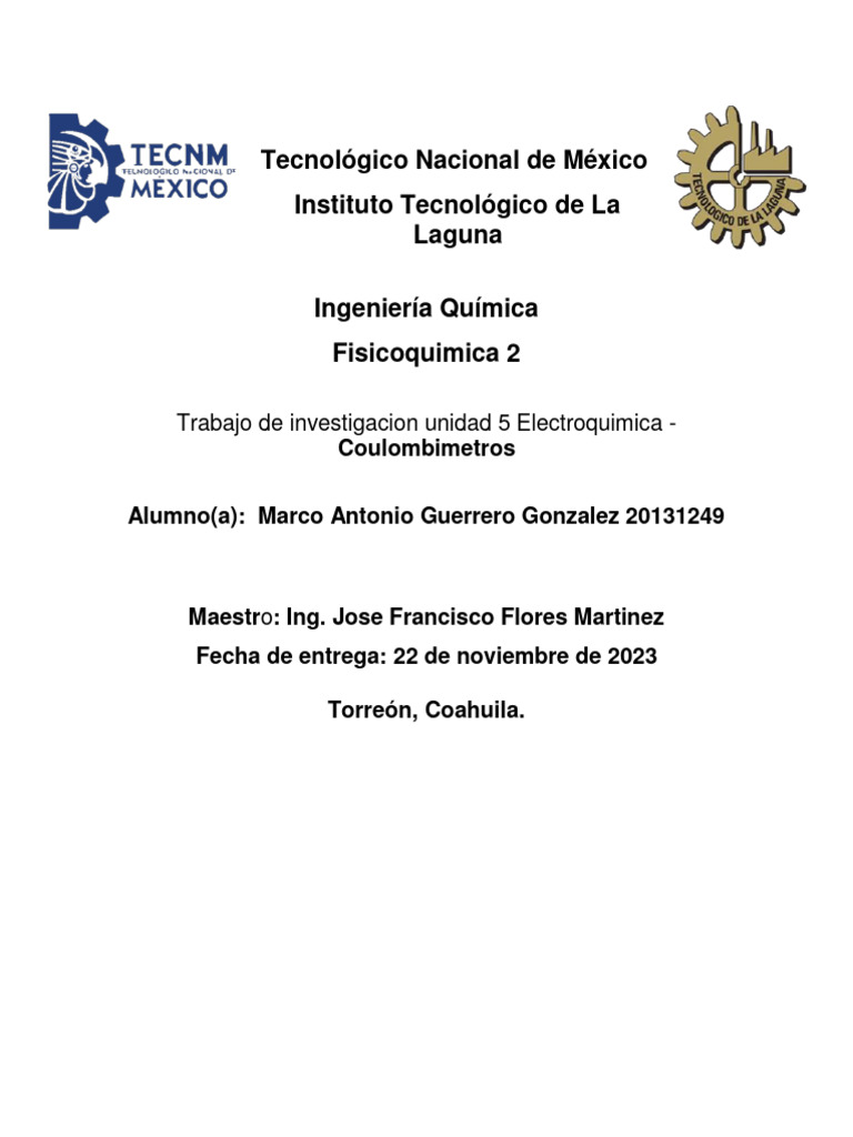 Trabajo Inv. U5 Fq2 | PDF | Cobre | Electrodo
