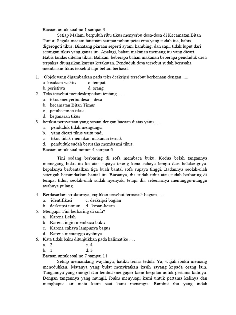 Bacaan Untuk Soal No 1 Sampai 3 | PDF