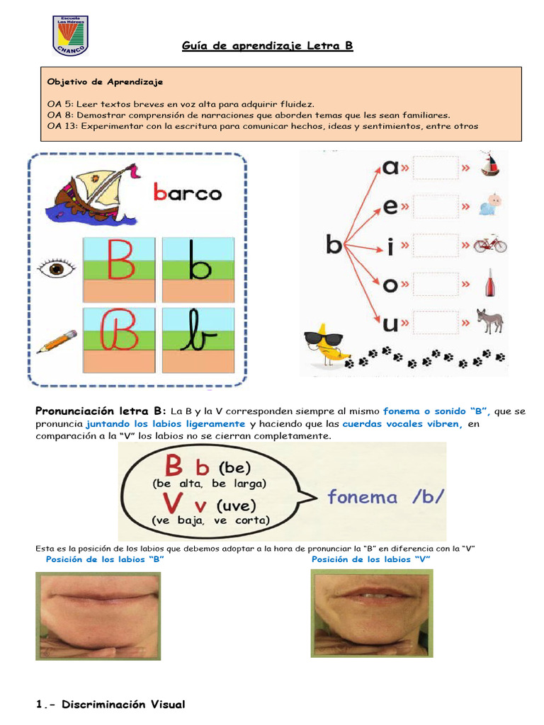Guia de Aprendizaje Letra B | PDF