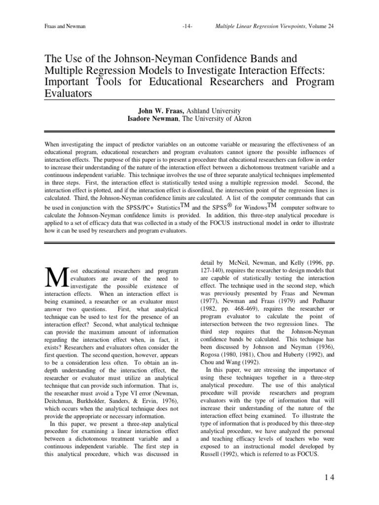 Fraas_Johnson_Neyman_interaction_procedure | PDF | Regression Analysis | Linear Regression
