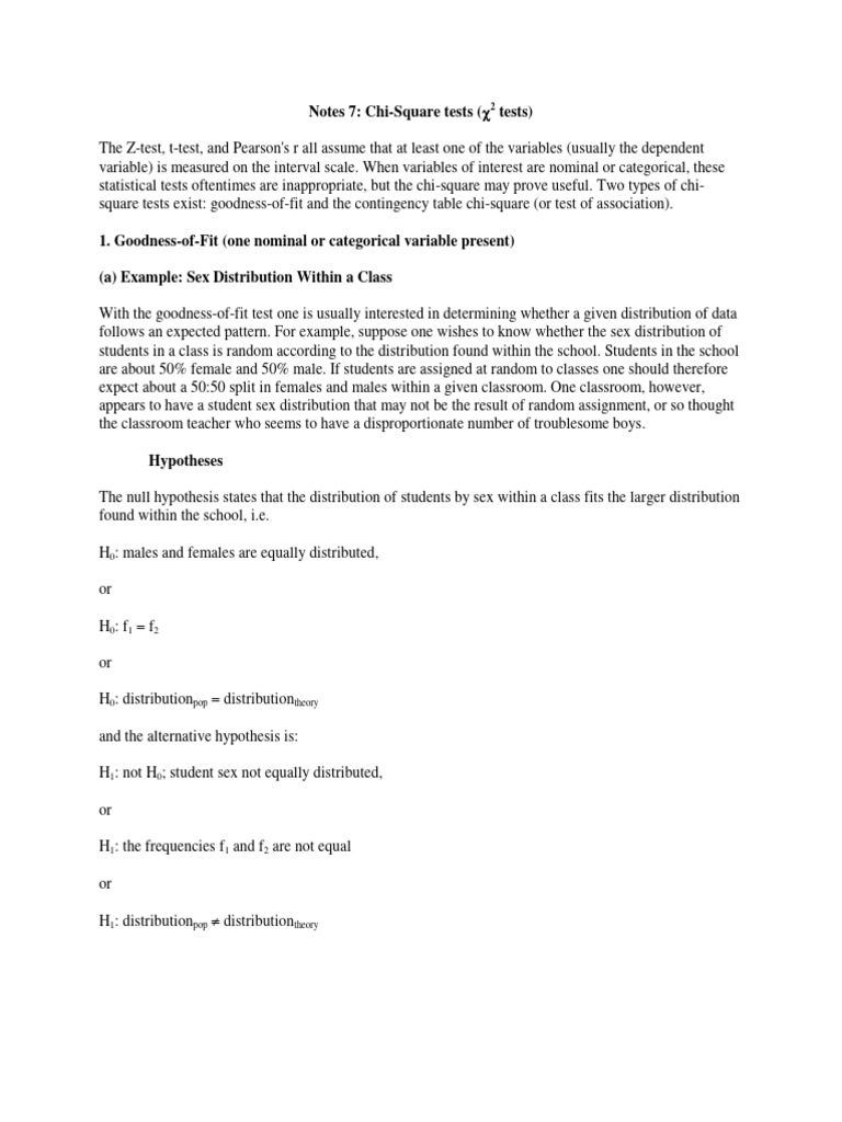 Edur 8131 Notes 7 Chi Square | PDF | Chi Squared Test | Goodness Of Fit
