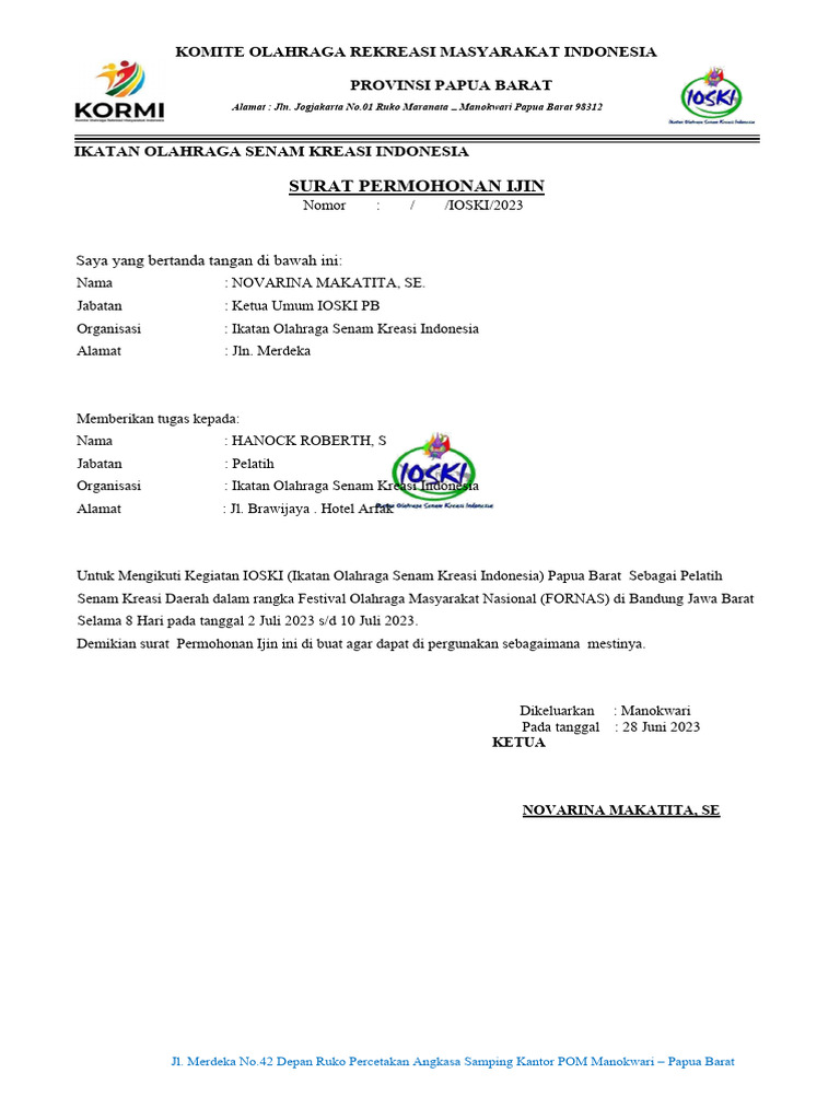 Surat Ijin IOSKI 22222 | PDF