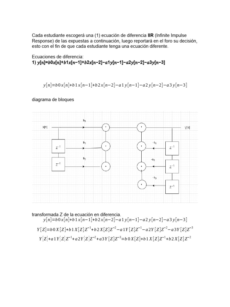 Ecuaciones IIR para Estudiantes | PDF | Electrónica | Ingenieria Eléctrica