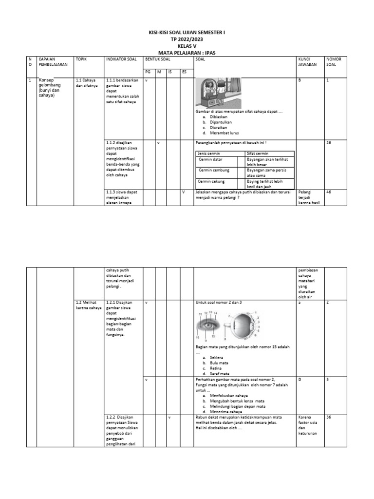 KISI-KISI IPAS Revisi Baru | PDF
