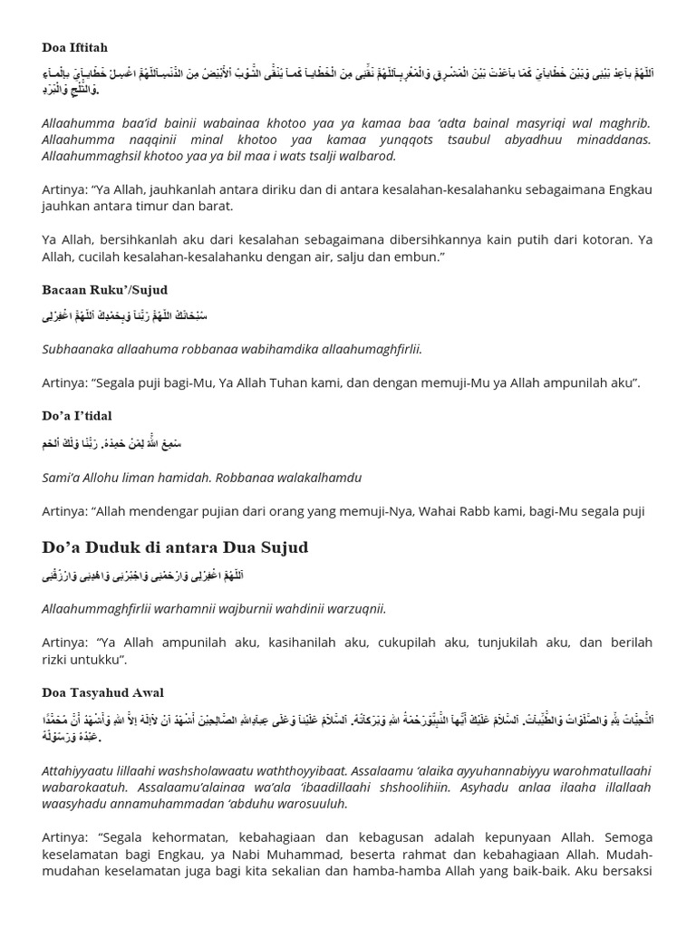 Bacaan Sholat Muhammadiyah | PDF