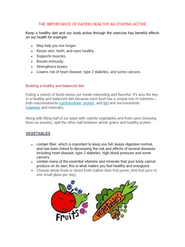 The Importance of Eating Healthy An Staying Active | PDF | Whole Grain ...