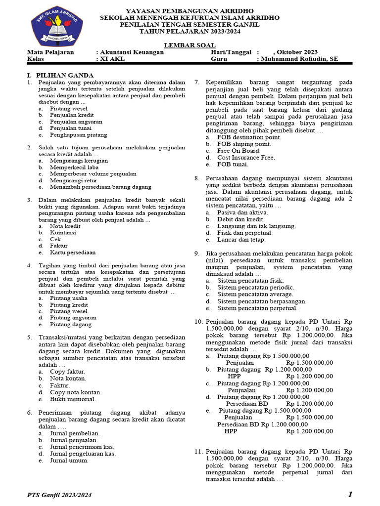 Akuntansi Keuangan XI AKL | PDF