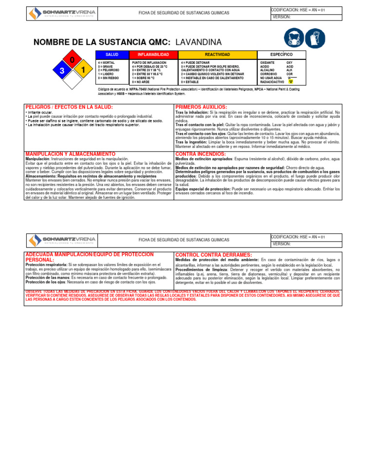 Ficha de Seguridad de Sustancias Quimicas | PDF | Agua | Combustión