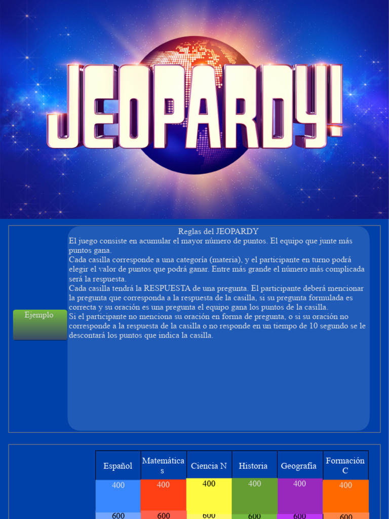 Reglas del juego Jeopardy en español | PDF