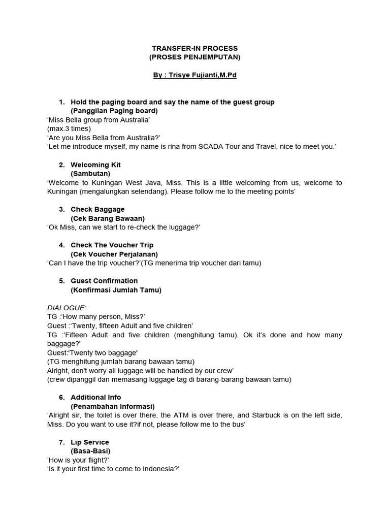 Tour Guide's Arrival Protocol | PDF | Baggage