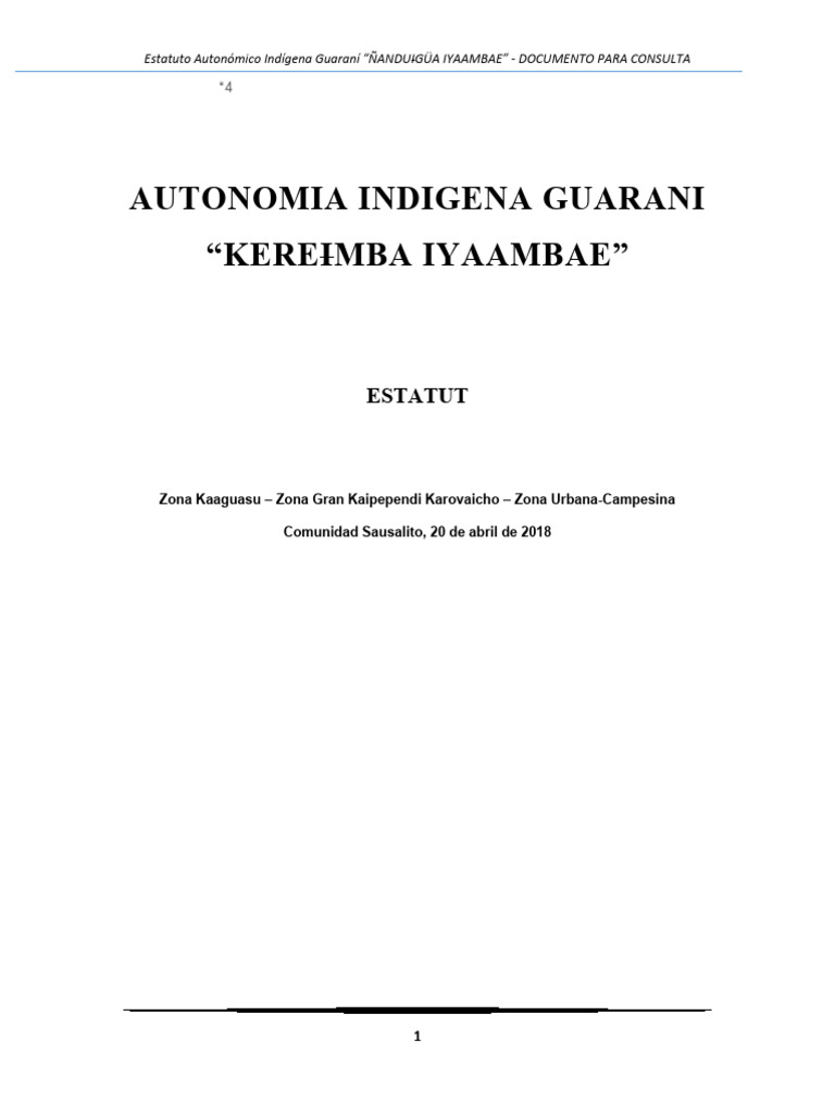 Texto Final Estatuto AIOC KEREIMBA IYAAMBAE - 20.04.18. | Descargar gratis PDF | Presupuesto ...