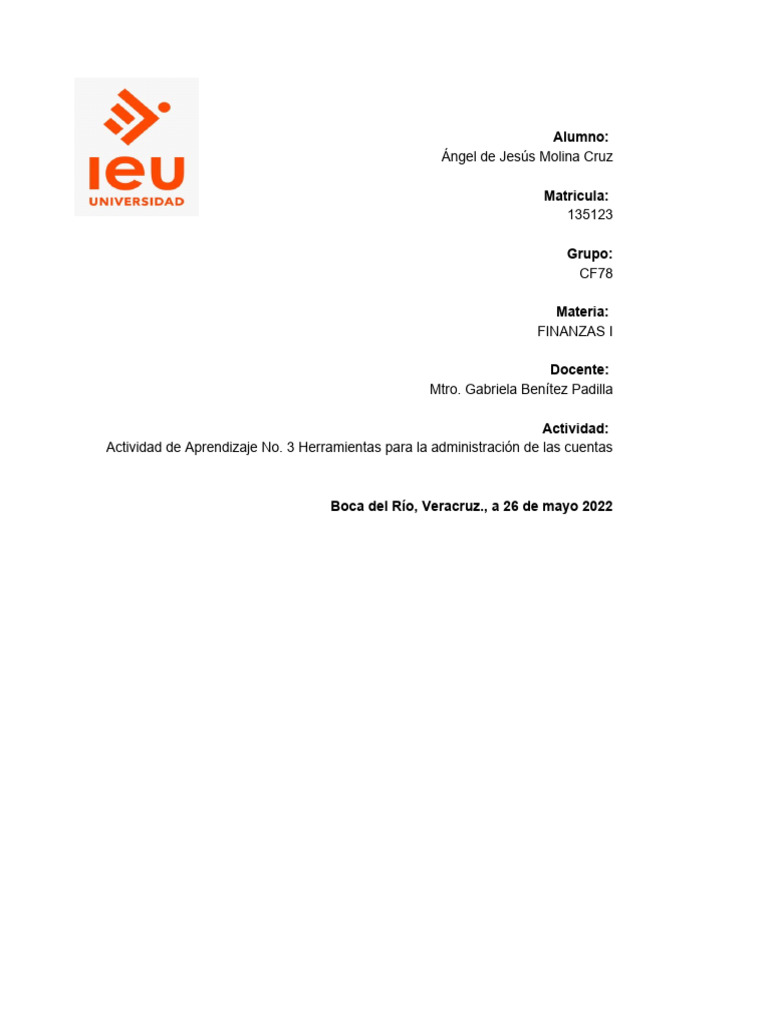Act 3 Herramientas para La Administraci N de Las Cuentas | PDF | Contabilidad | Inventario