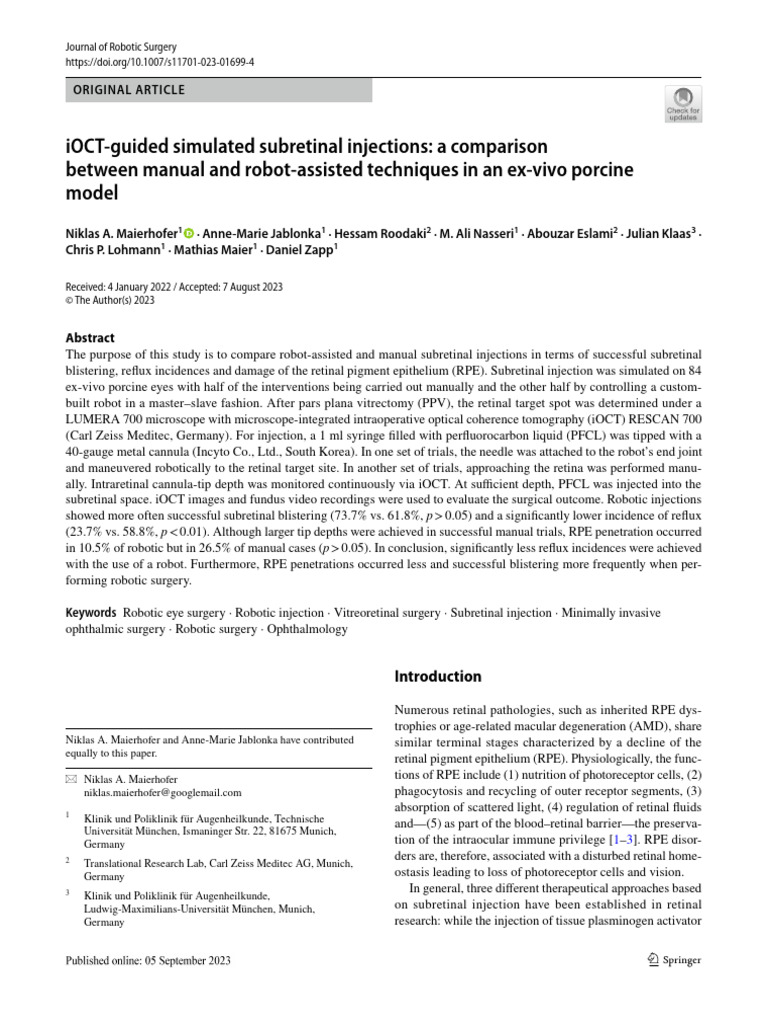 iOCT Guided Simulated Subretinal Injections | PDF | Retina | Gene Therapy