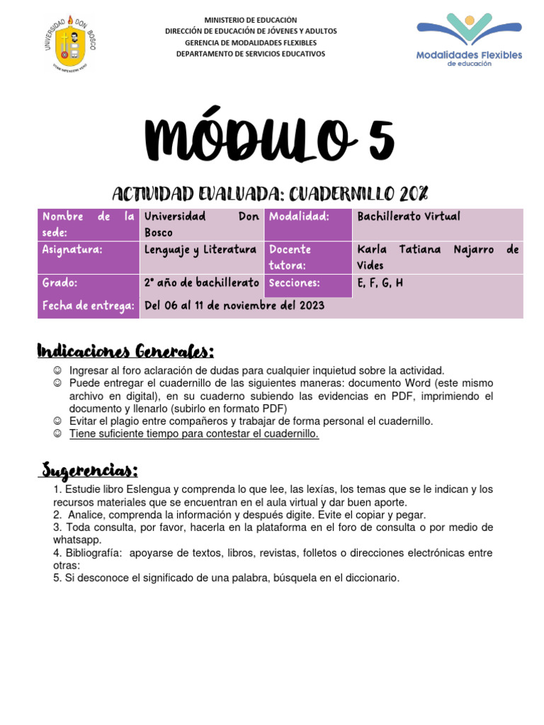 Cuadernillo Módulo 5 Lenguaje y Literatura | PDF | Ciencias sociales