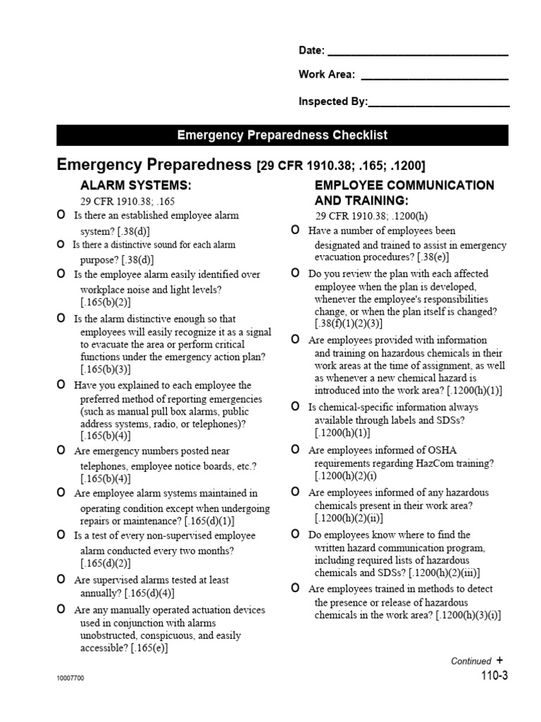 Emergency Preparedness Audit Checklist | PDF | Business | Labor Relations