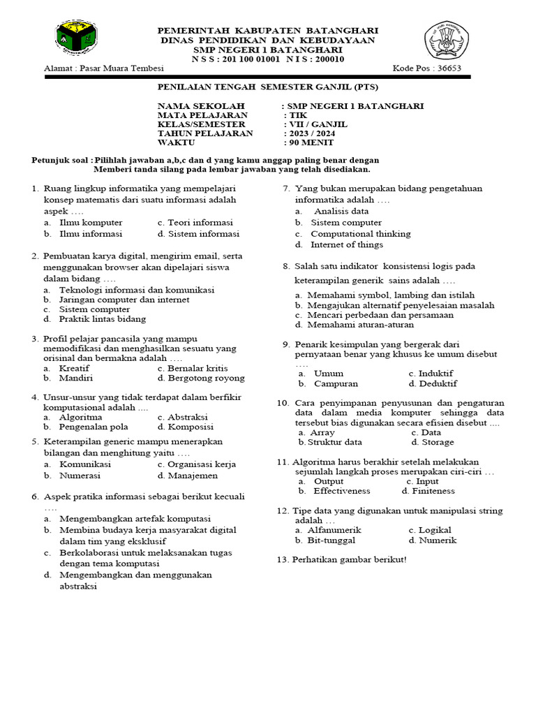 Soal PTS Tik-1 | PDF