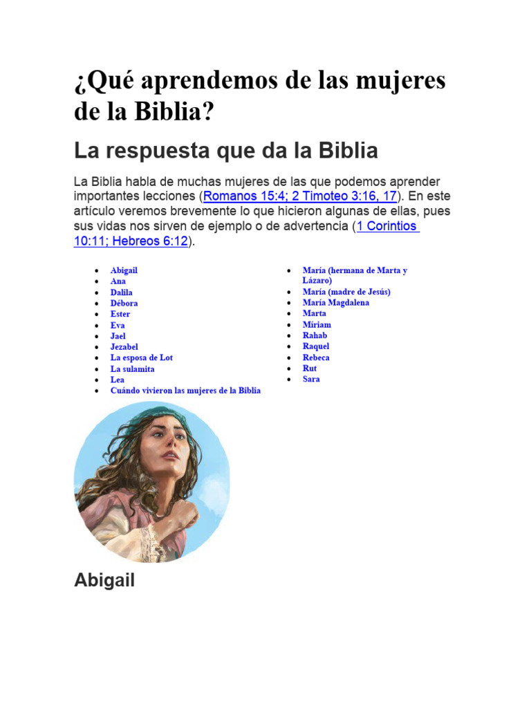 Lecciones de mujeres en la Biblia | PDF | Rachel | Jacob