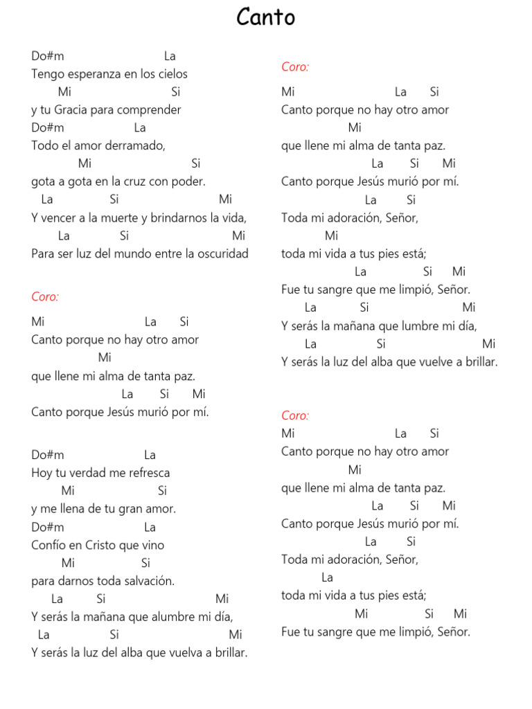 Canción Con Acordes Llamada Canto | PDF | Creencia religiosa y doctrina ...