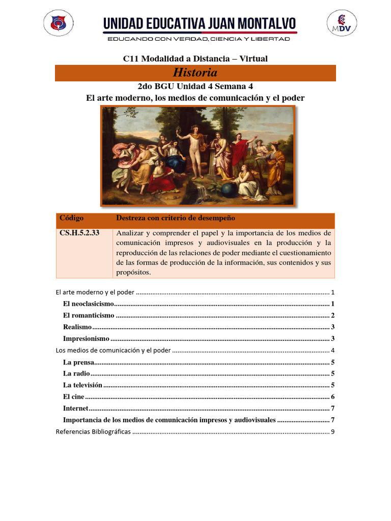 Guía Historia 2do BGU U4 S4 | PDF | Romanticismo | Realismo (Artes)