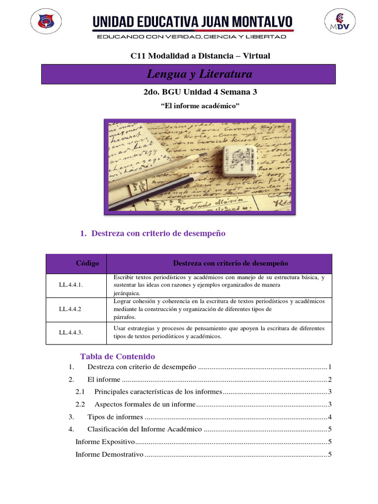 Guía Lengua y Literatura - 2do BGU - U4 - S3 | PDF | Análisis | Experimentar
