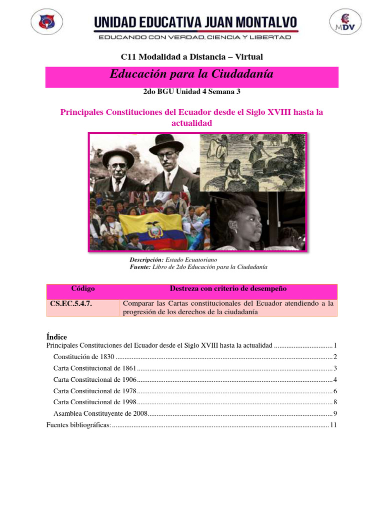 C11 Guia 2do Ed Ciudadanía U4 S3 Pdf Constitución Ecuador