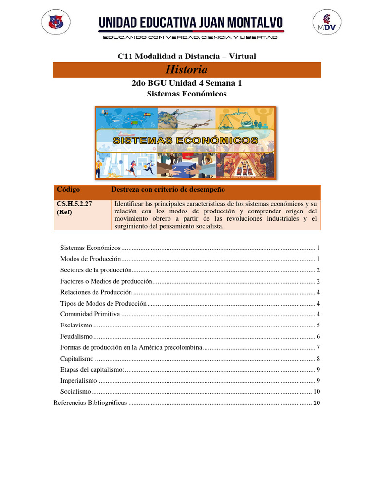 Guía Historia 2do BGU U4 S1 | PDF | Agricultura | Capitalismo