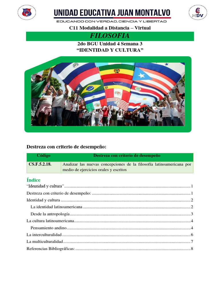 Guía Filosofía - 2do BGU - U4 - S3 | PDF | Multiculturalismo | Interculturalidad