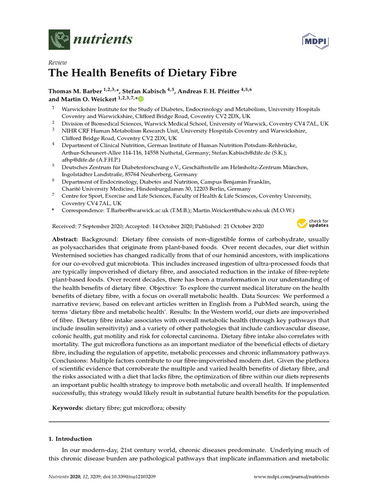 Nutrients 12 03209 | PDF | Dietary Fiber | Diet & Nutrition