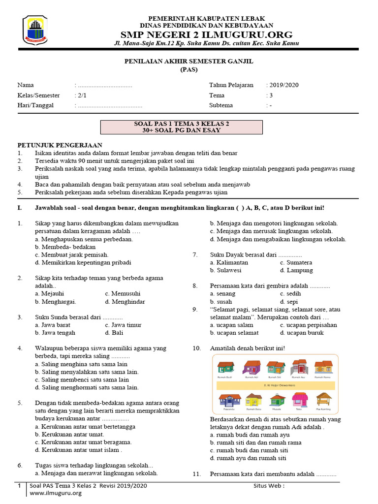 Soal Semester Kelas 2 Tema 3 | PDF