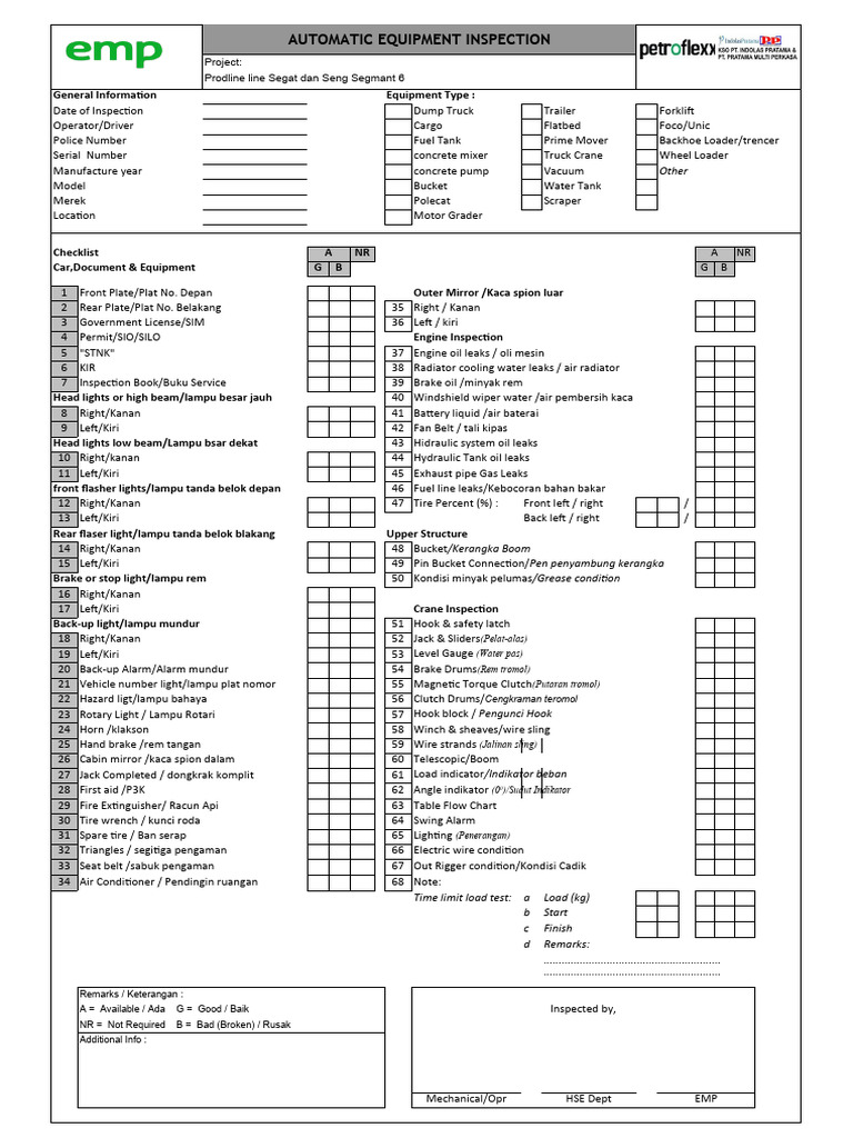 Form Inspection Automatic Equipment | PDF | Loader (Equipment) | Truck