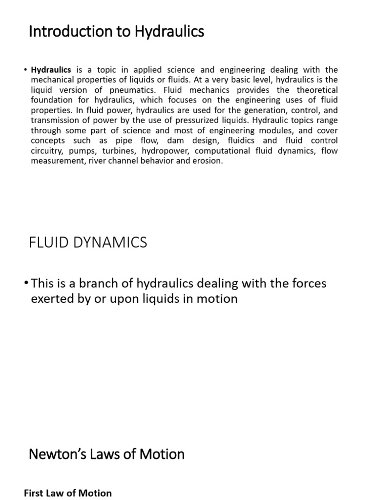 Hydraulics Lecture Time To Discharge | PDF | Fluid Dynamics | Reynolds Number