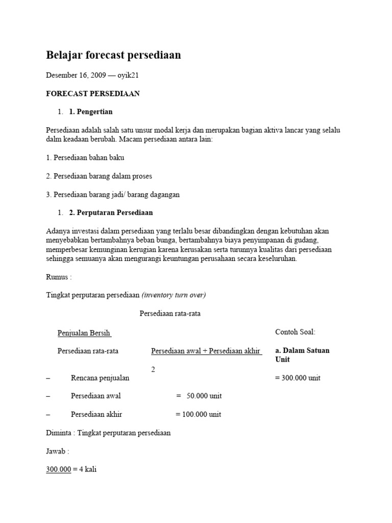 Panduan Lengkap Forecast Persediaan | PDF